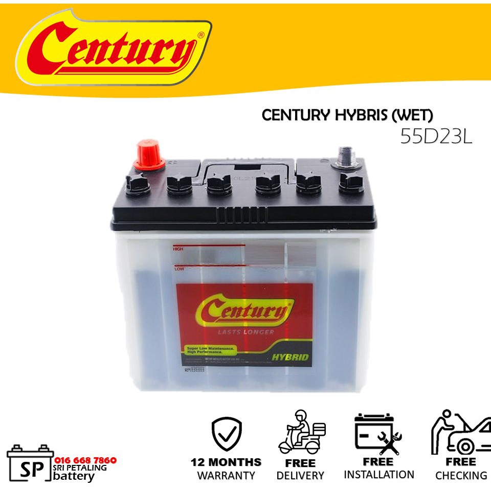[ 55D23L | D23 | D23L ] Century Hybrid WET | Car battery Bateri Kereta ...