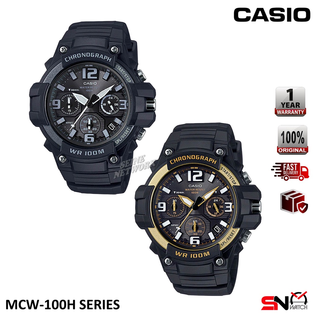Casio MCW-100H Multi Hands Date Display Quartz Analog Resin Band Men ...