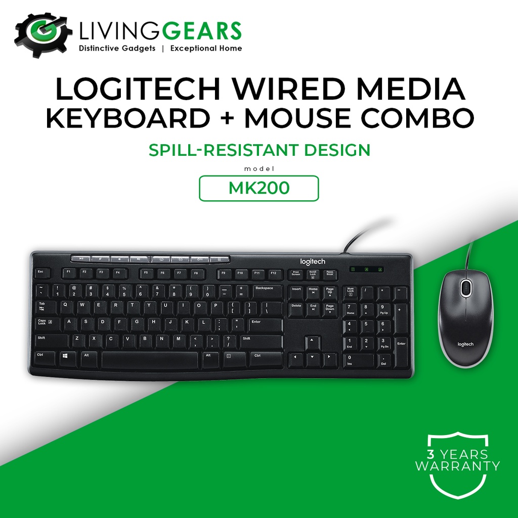 Logitech Mk200 K200 Media Keyboard Mouse Set Shopee Malaysia