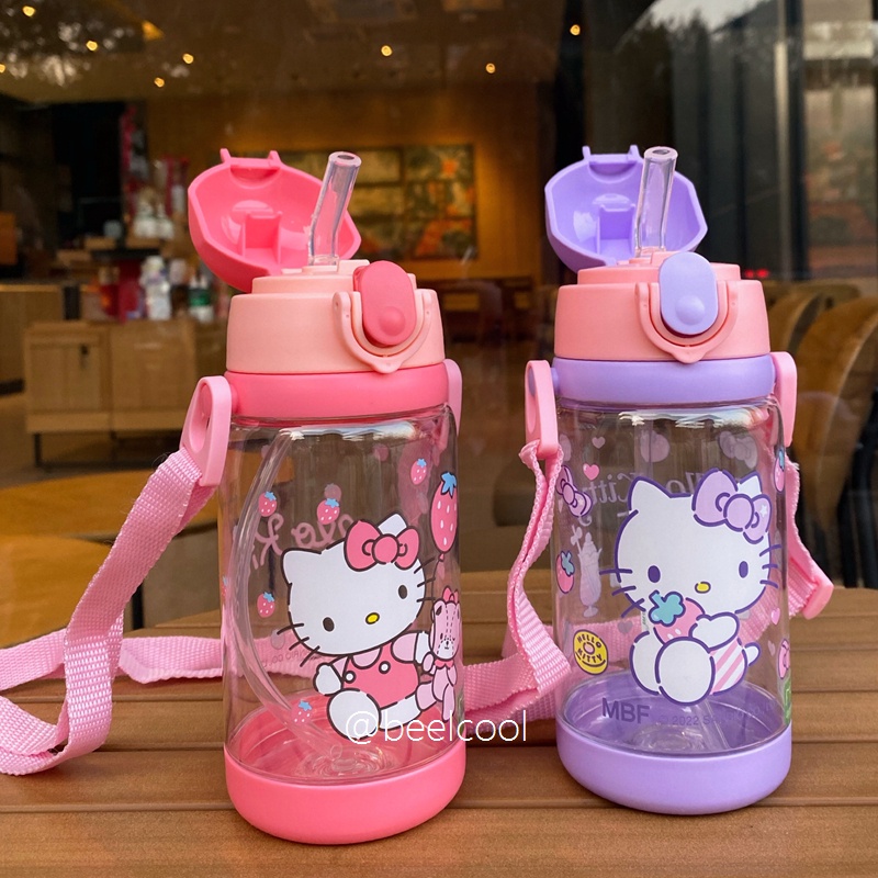 Cute Cartoon Hello Kitty Smiggle Water Bottle With Straw |Kids Botol ...