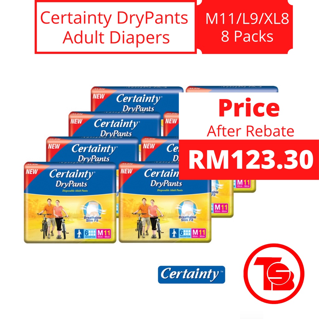 Certainty Drypants Adult Pant Diapers M88 / L72 / XL64 / XXL48 (1 ...
