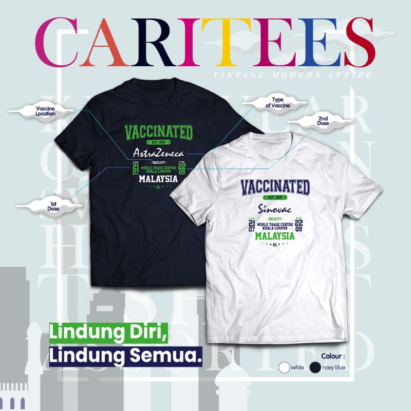 T-shirt Vaksin Custom / Customizable Vaccinated Tshirt ( types of ...