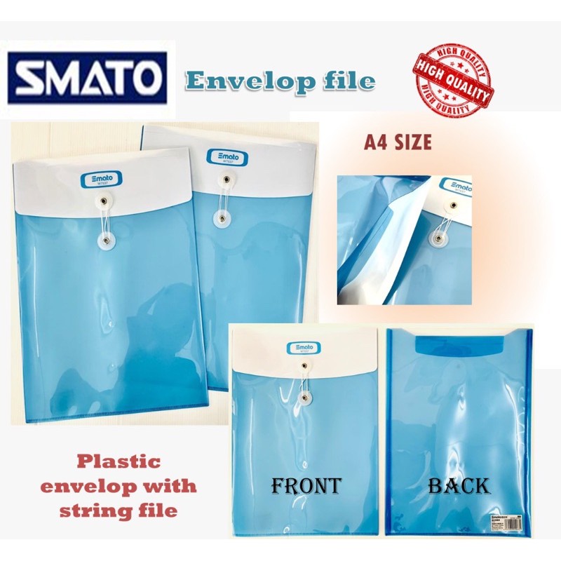 Smato a4 string envelope file vertical/portrait string pvc envelope ...