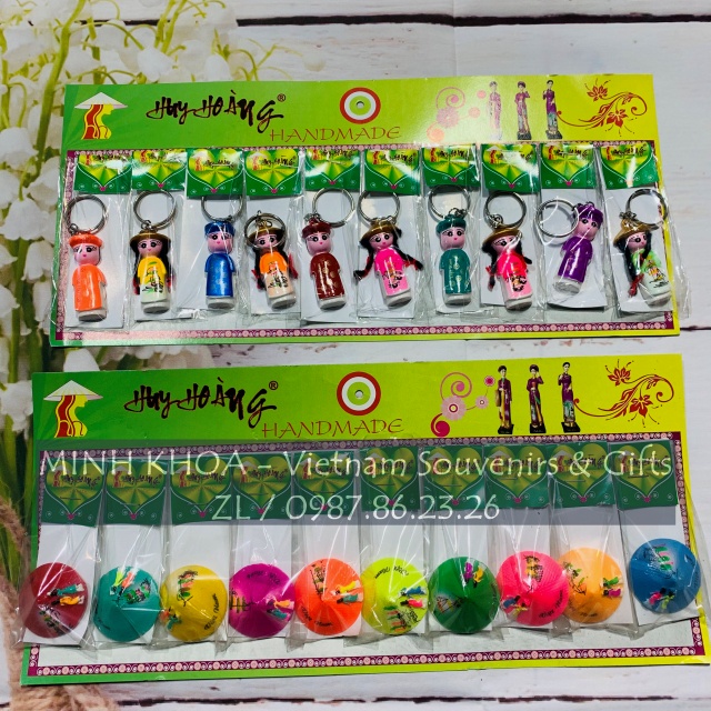 Blister Of 10 Gift Leaf Hat Ao Dai Keychain - Vietnam Traditional ...