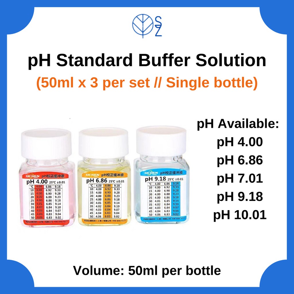 pH Buffer Solution for Calibration 50ml (pH4.00, pH6.86, pH 7.01, pH9.18, pH 10.01) | Shopee ...