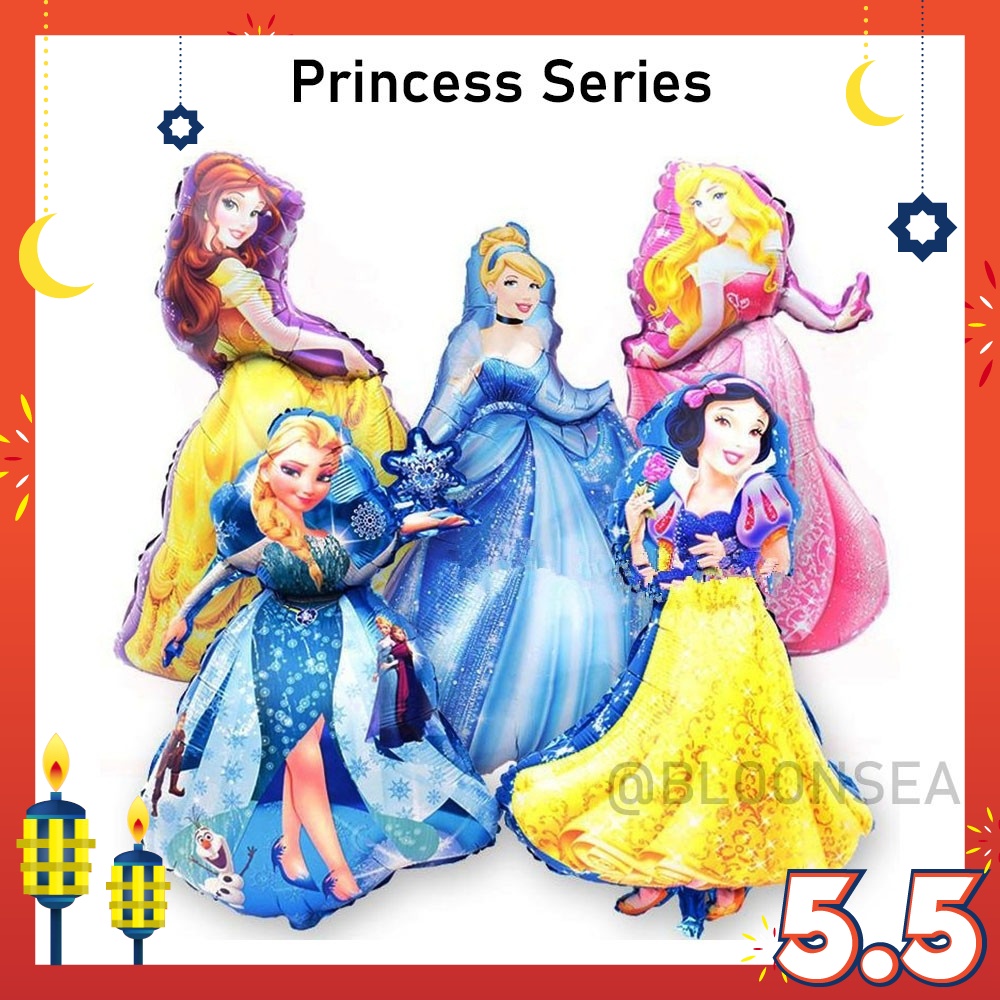 Princess Foil Balloon Cartoon Frozen 2 Elsa Anna Snow White Belle ...