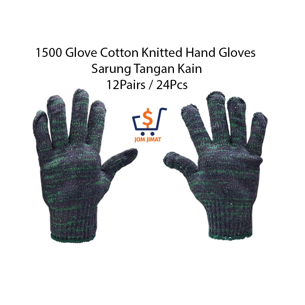 #1500 Glove Cotton Knitted Hand Gloves / Sarung Tangan Kain (12Pairs ...