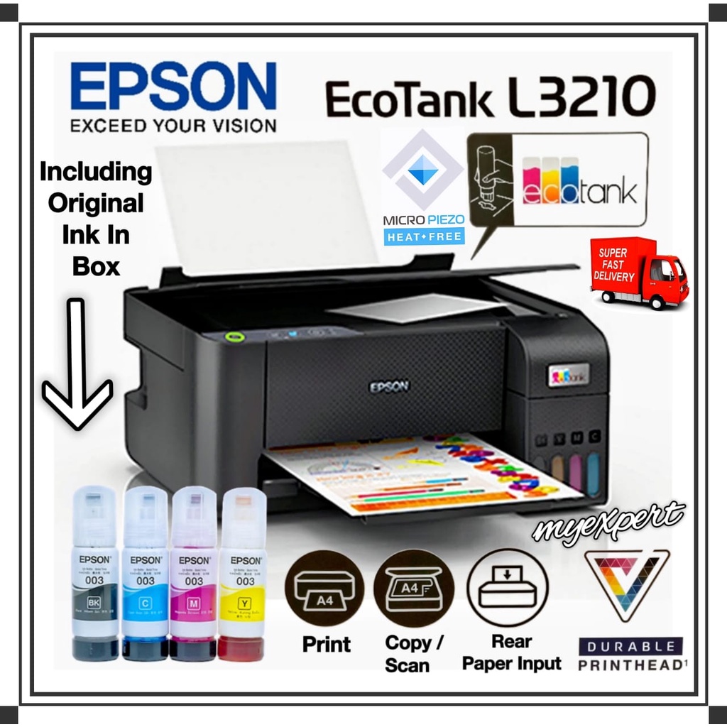 Epson EcoTank L3210 A4 All-in-One Ink Tank Printer ( Print/Scan/Copy ...