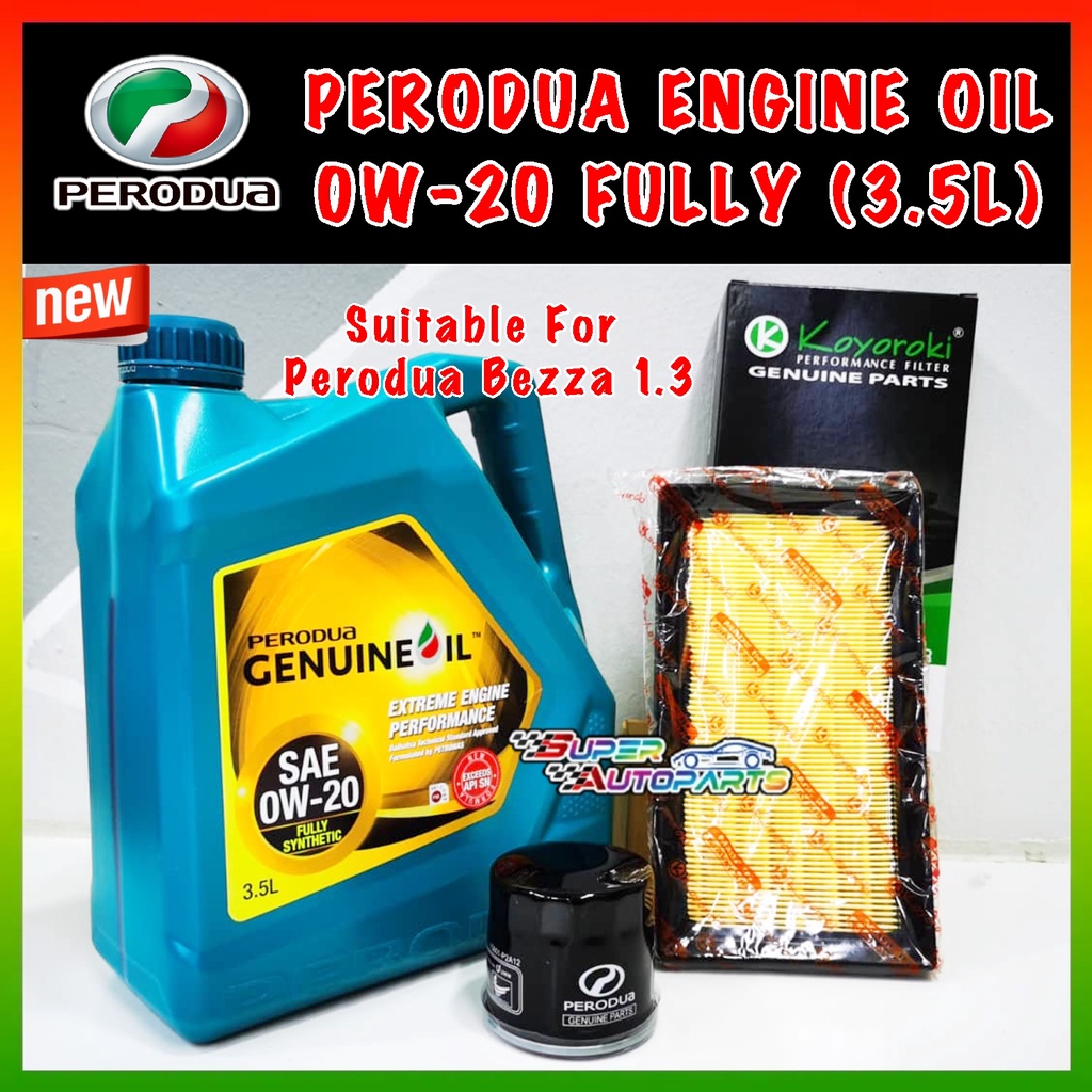 Perodua Engine Oil 0w20 3.5L Fully Synthetic Axia Bezza Myvi 3rd Gen ...