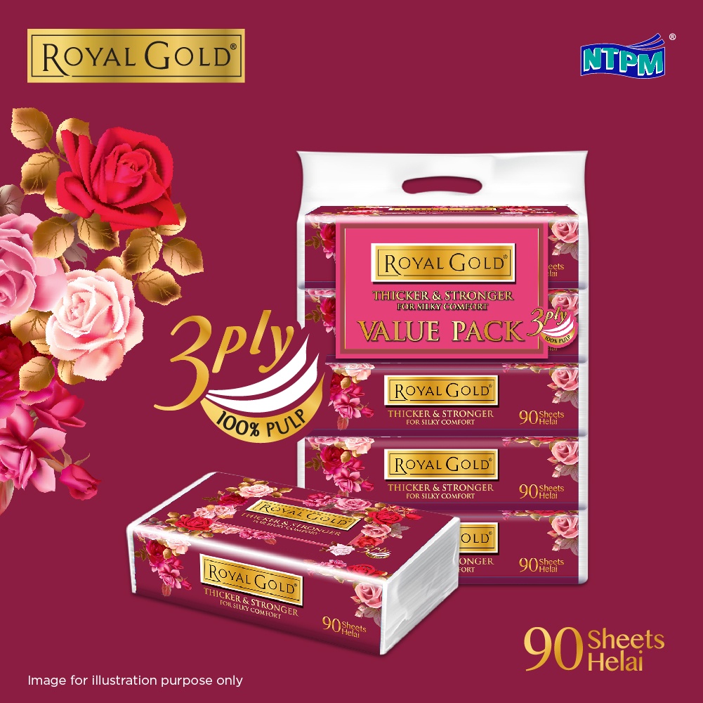 Royal Gold Luxurious White Travel Pack 3ply (90's x 5 Packets) | Shopee ...