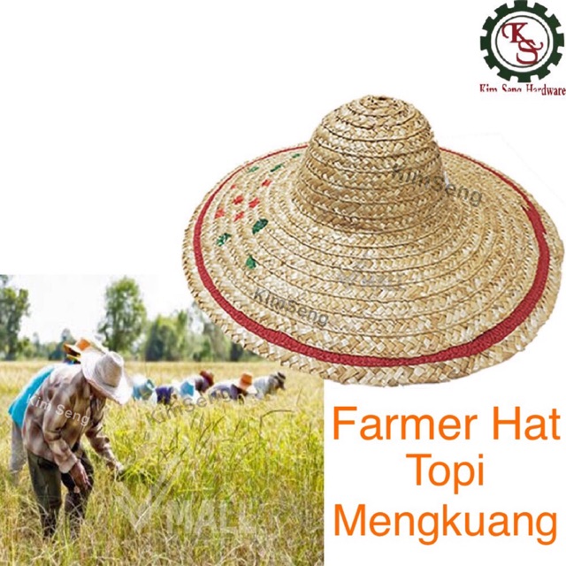 KimSeng Grass Straw Farmer Hat Cap Topi Rumput Jerami Petani Topi Kejer ...
