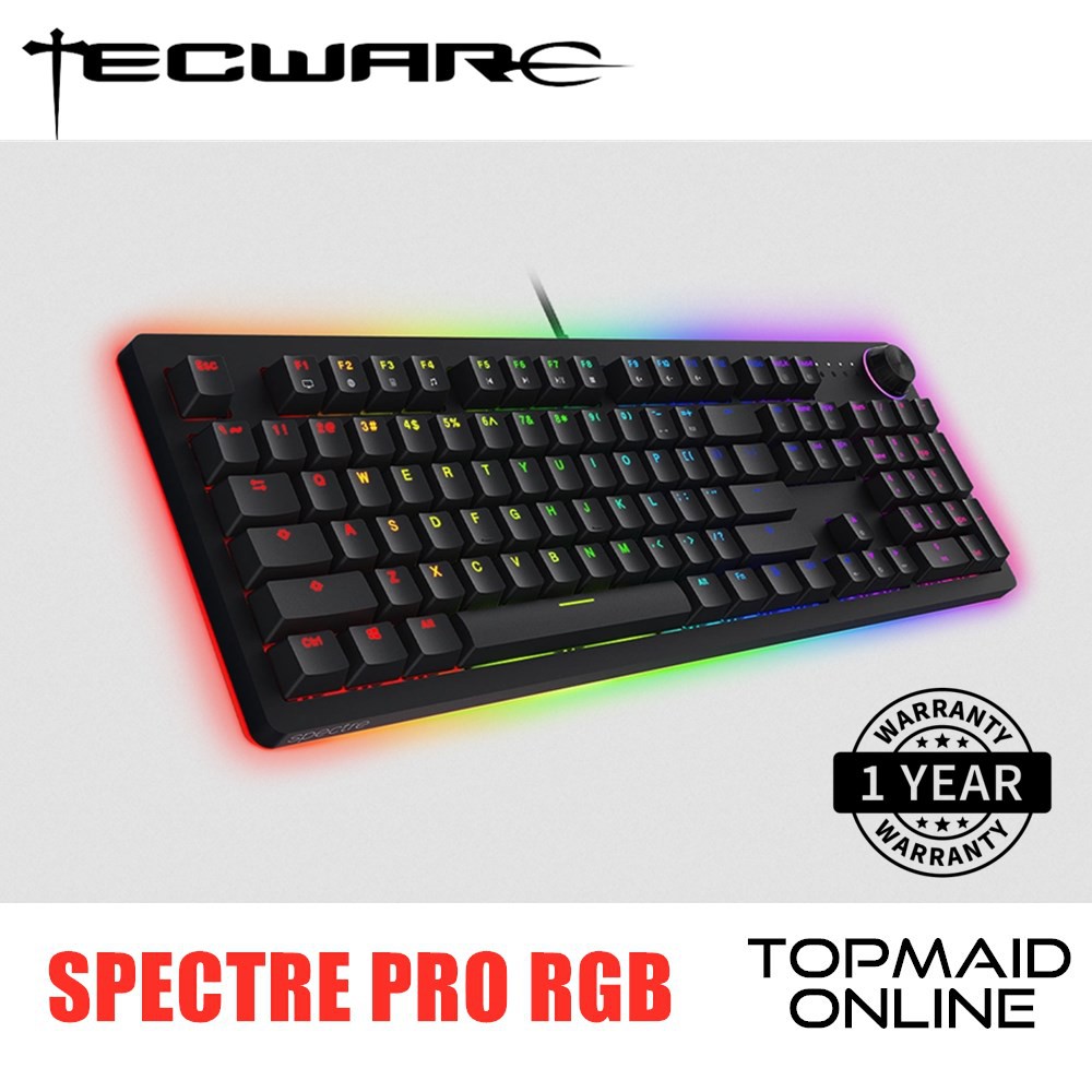 TECWARE SPECTRE PRO RGB BACKLIT MECHANICAL KEYBOARD (RED / BLUE / BROWN ...