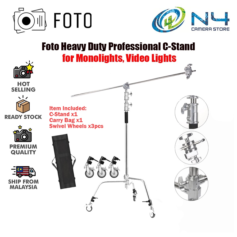 Foto Heavy Duty C Stand with Rubber Base For Photography Adjustable ...