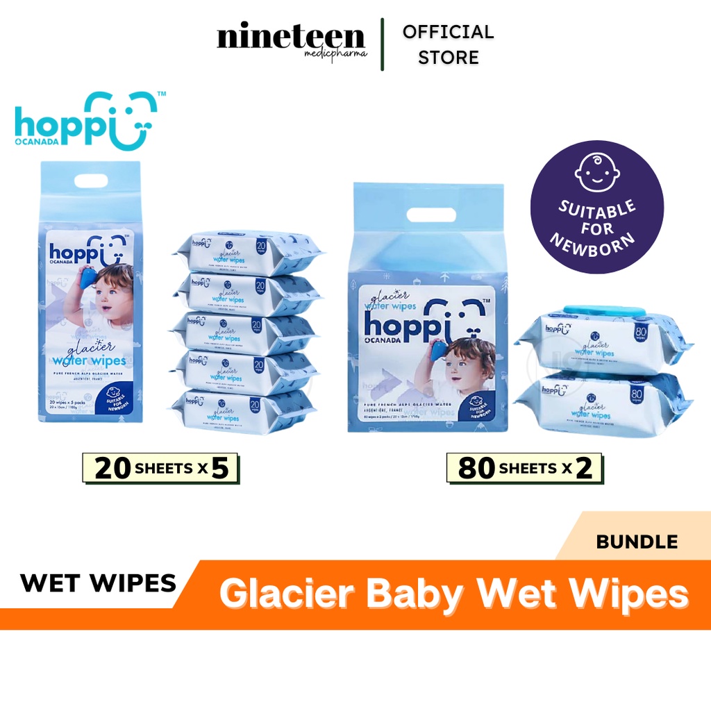 [BUNDLE] Hoppi Glacier Baby Wet Wipes (20/80 Wipes) | Shopee Malaysia