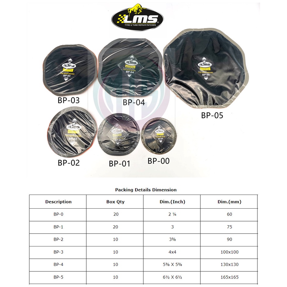 LMS Tire Repair Patches BP CT Tayar Bocor Penampal Tiptop Tayar Pancit ...