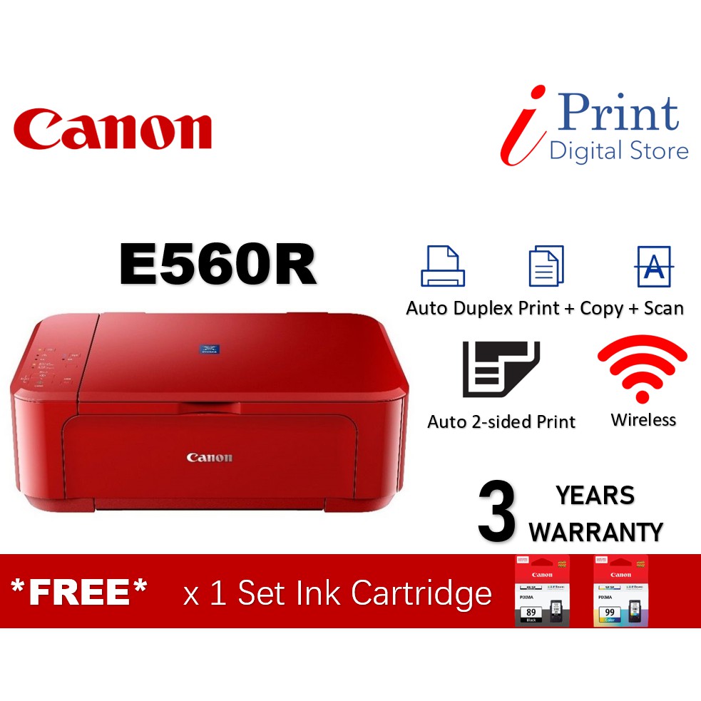 Canon PIXMA E560 Red Color Wireless Ink Color All-In-One Printer [ Auto ...