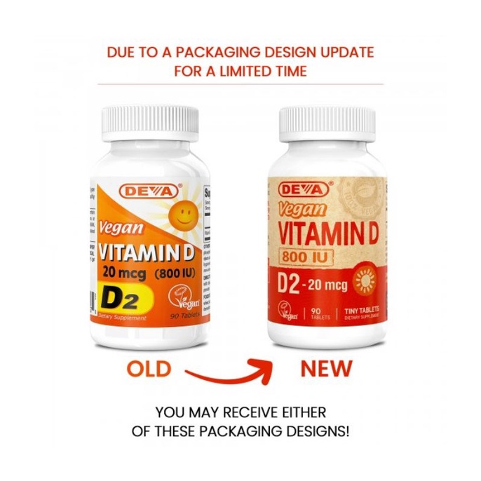 Deva, Vegan Vitamin D, D2 (20mcg or 60mcg), 90 Tablets | Shopee Malaysia
