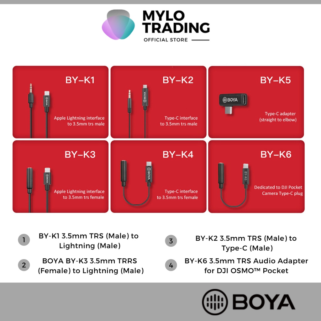 BOYA BOYA BY-K1 BY-K2 BY-K3 BY-K4 BY-K5 BY-K6 Audio Microphone ...