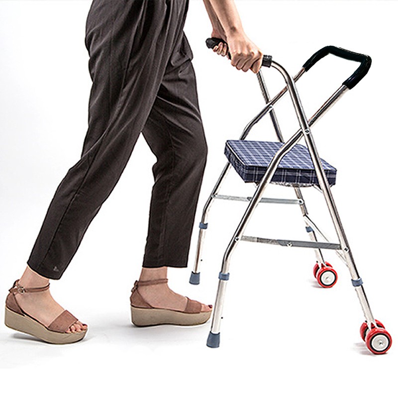 Mintcare with Wheel Stainless Steel Walker Walking Aid Frame Medical ...