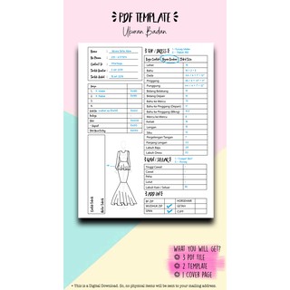 PDF Ukuran Badan | PDF Buku Ukuran Jahitan Tailor Template | PDF Resit ...