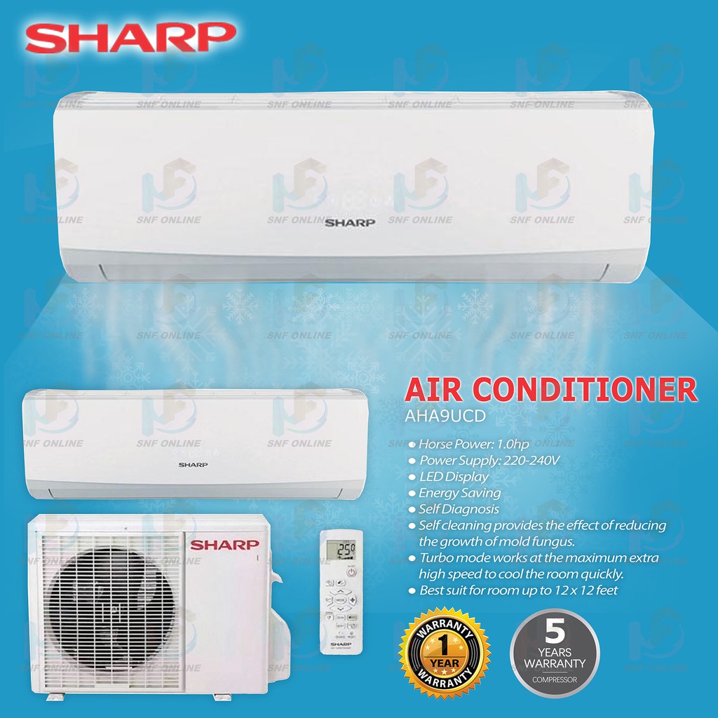 Sharp air conditioner aircond 1.0hp 1hp aha9ucd aha9wcd r32 penghawa ...