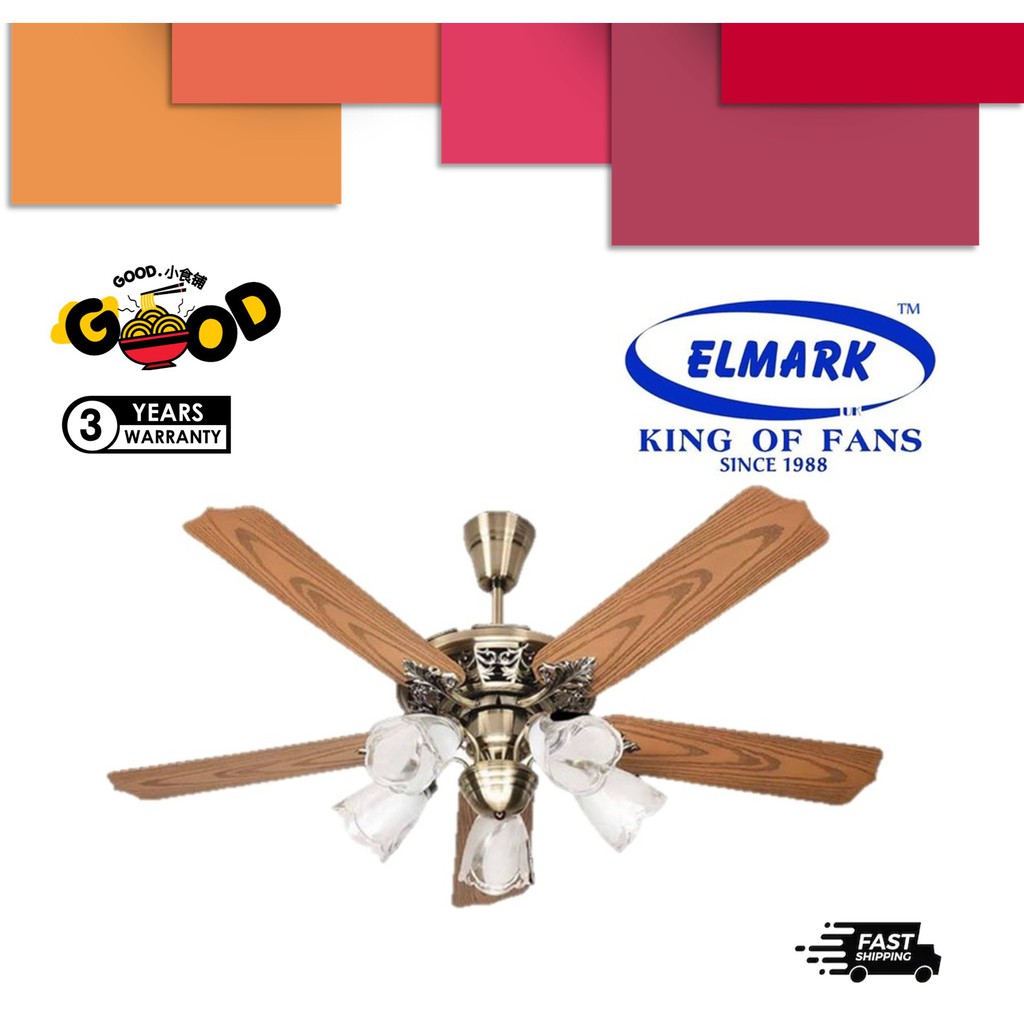 Elmark 52" 5 Blades Classic Remote Ceiling Fan with Lighting EL3386 ...