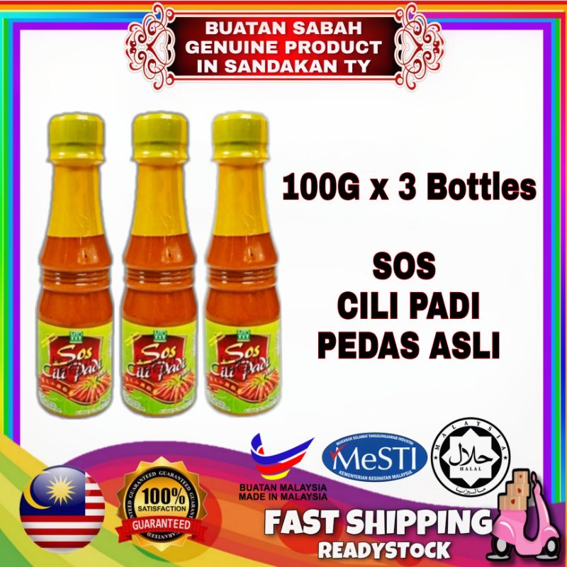 Sos Cili Padi Pedas Asli Sabah Cap MTO (100g X 3 Botol) | Shopee Malaysia
