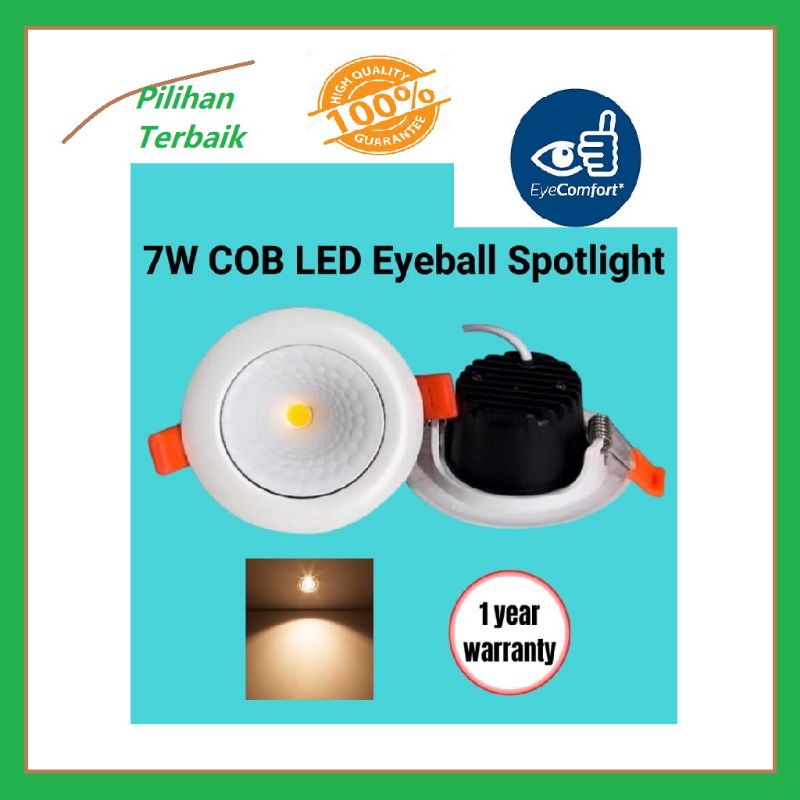 7W COB LED Eyeball Spotlight Recessed Ceiling Light / LED COB Eyeball ...