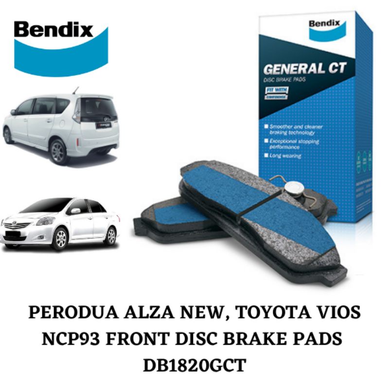 PERODUA ALZA NEW, TOYOTA VIOS NCP 93 FRONT DISC BRAKE PADS SET BENDIX ...