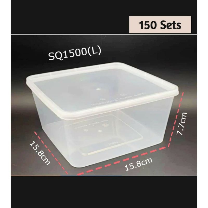 SQ 1500(L) Plastic Food Container With Lid 1500 / Bekas Makanan Plastik ...