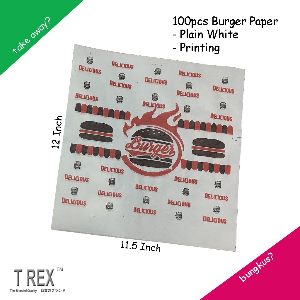100pcs Burger Paper / Burger Wrapping Paper / Burger Wrapper / Sandwich ...