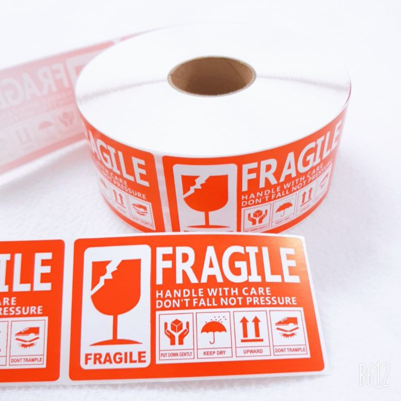 STICKER FRAGILE UNTUK BARANG MUDAH PECAH 9cm x 5cm | Shopee Malaysia