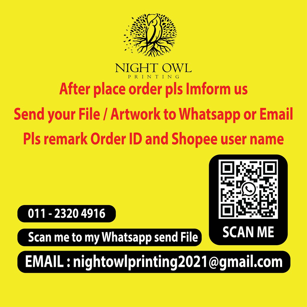 Night OWL Printing, Online Shop | Shopee Malaysia