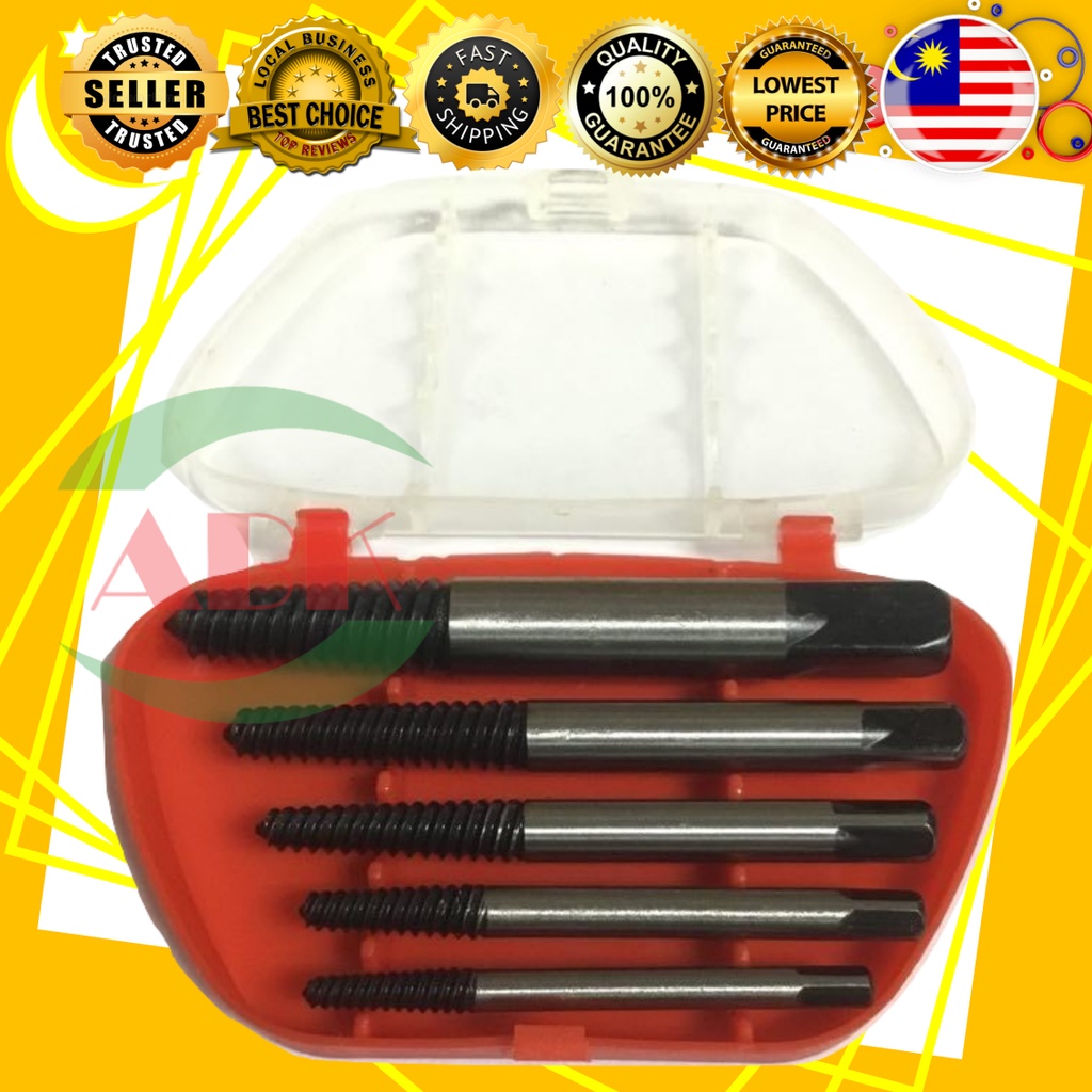 HITTO 5PCS SCREW EXTRACTOR SET PEMBAIKAN GIGI LICIN ANTI-GIGI PEMBAIKAN ...