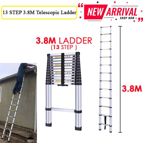 EHARDWARE ⚒ DOUBLE SIDED / SINGLE ALUMINIUM TELESCOPIC POLE LADDER [10 ...