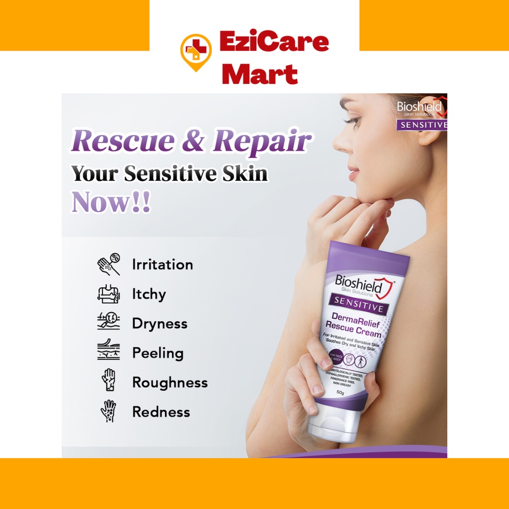 Bioshield Sensitive DermaRelief Rescue Cream 50g- eczema | Shopee Malaysia