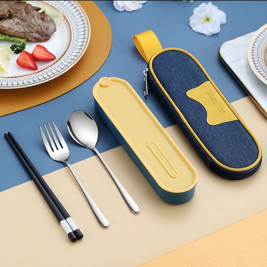 WORTHBUY 304 STAINLESS STEEL TRAVELLING CUTLERY SET WITH CASE AND ...