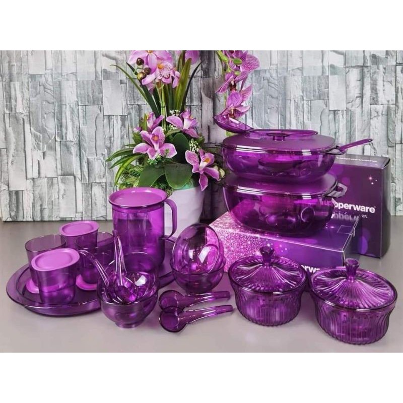 [TUPPERWARE] Crystalline Server Pitcher 1.2L Glass 230ml Bekas hidangan ...