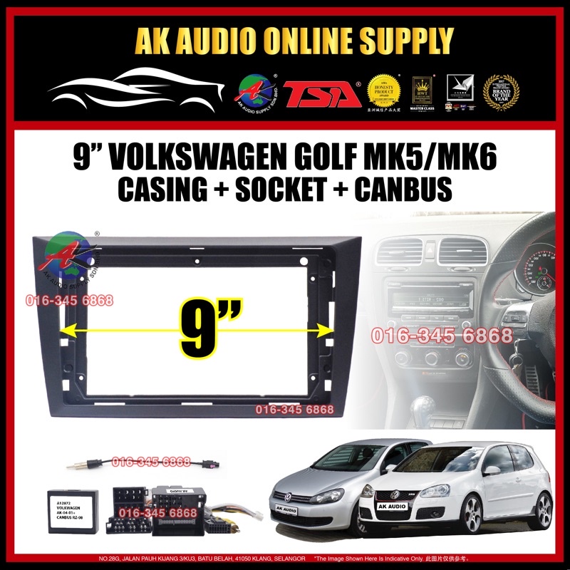 Volkswagen VW Golf MK5 / MK6 Android 9" inch Casing + Socket With Canbus -M10938 | Shopee Malaysia