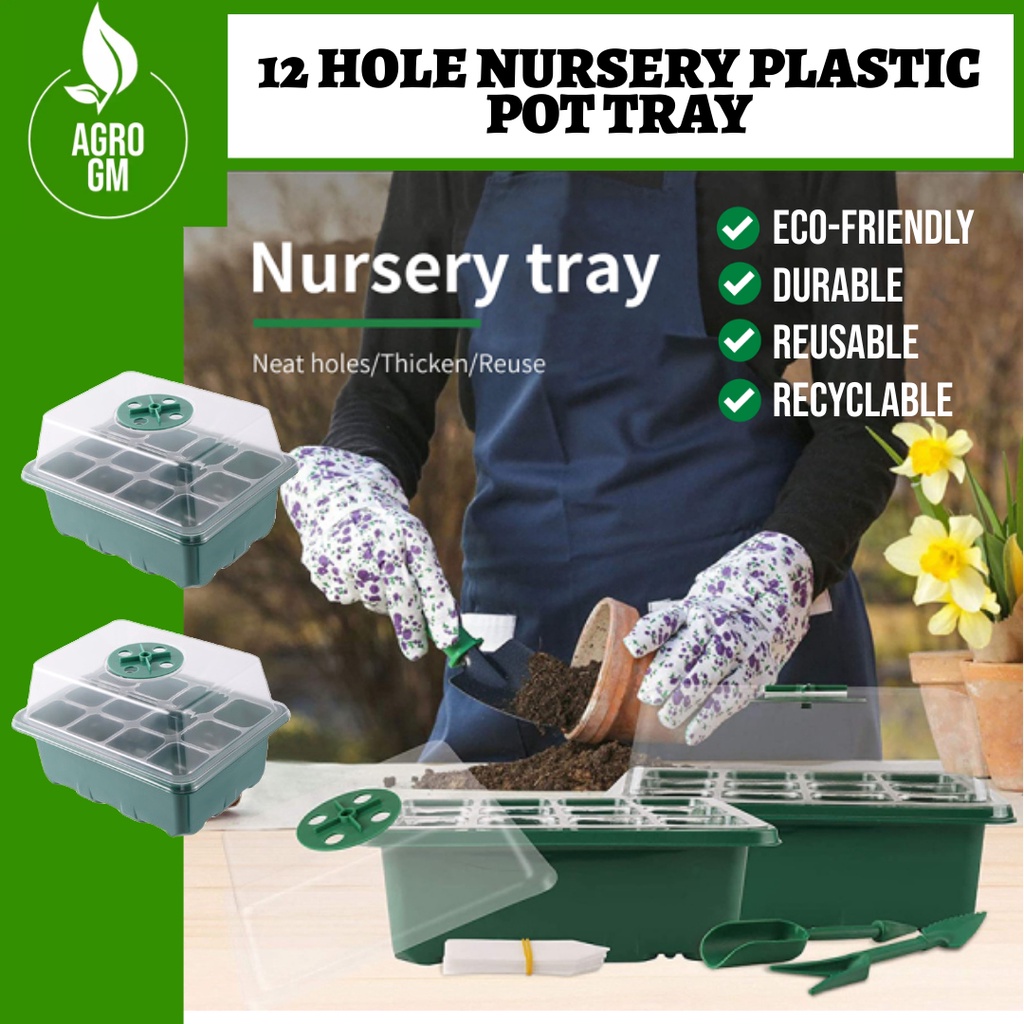 12 Holes Seedling Trays Seed Starter Plant Flower Grow Seed Tray Box ...