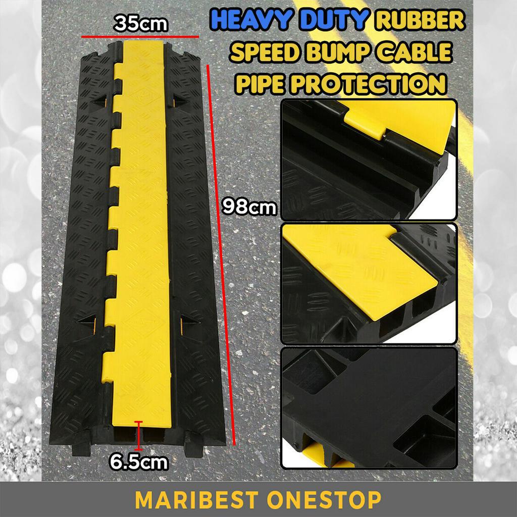 Heavy Duty Rubber Plastic Bump Ramp 98cm 2 Channel Slot Hole For Cable ...