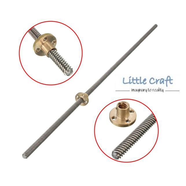 T8 Lead Screw With Copper Nut Pitch 2mm Lead 2mm 4mm 8mm CNC 3D Printer ...