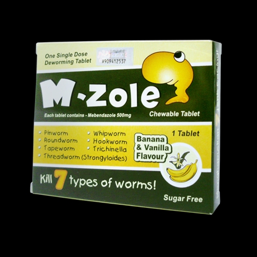 M-Zole Single Dose Chewable Deworming Tablet Banana & Vanilla Flavor (1 ...