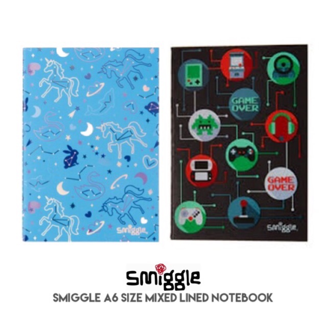 Smiggle notebook A6 size lined be you Unicorn & Game Over | Shopee Malaysia