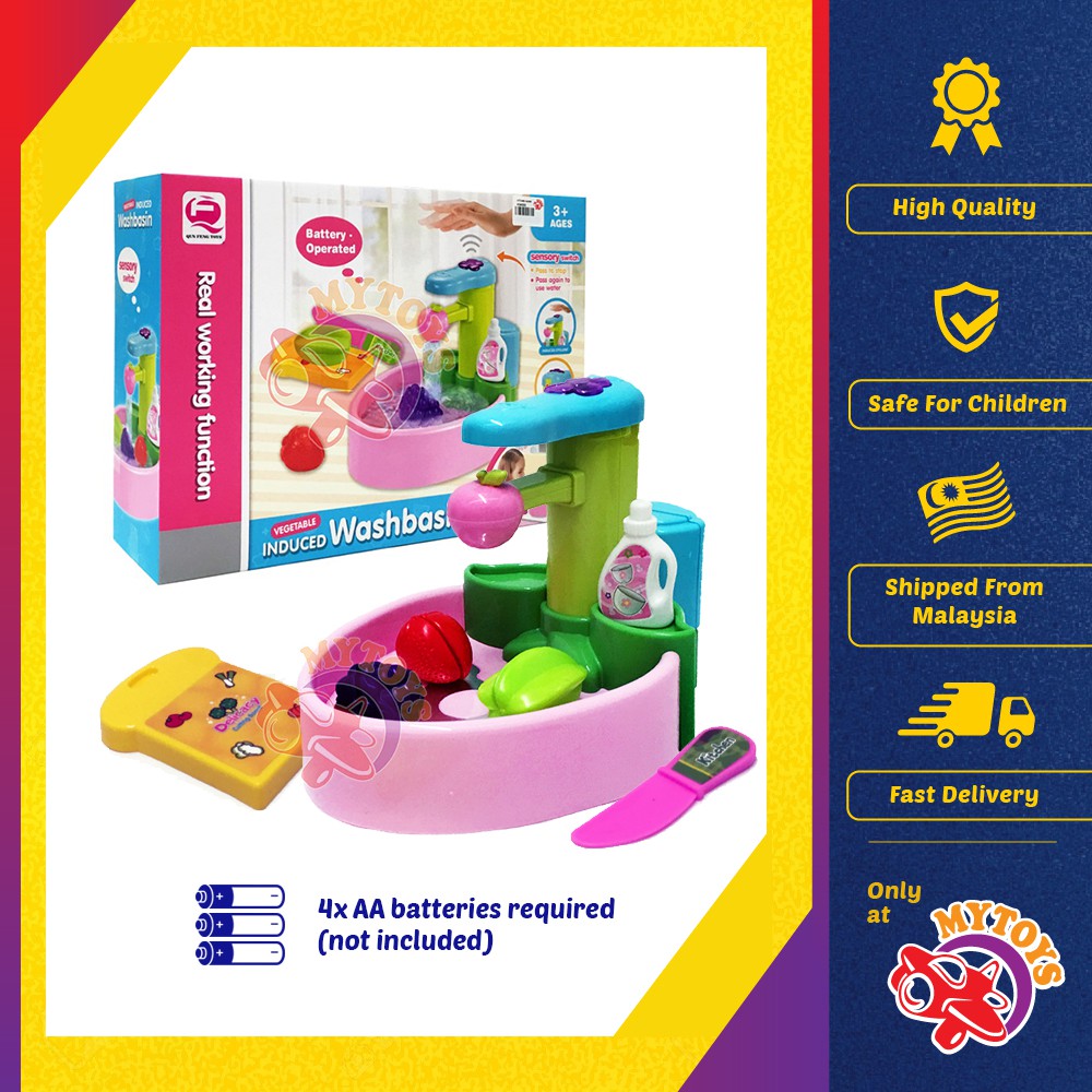 Wash Basin Sink with Vegetable and Fruit Battery Operated Pretend Play ...