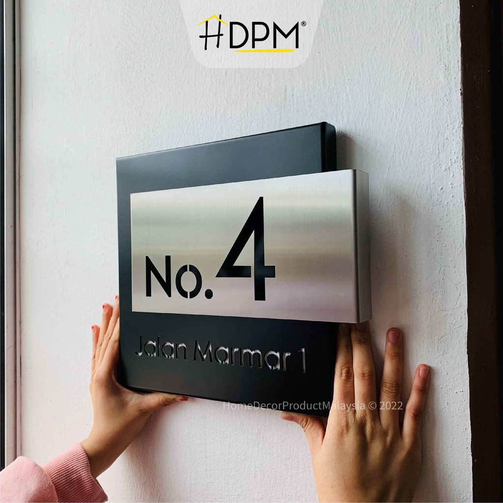 Modern Solid Metal Double Edge Folding ver2 House Number Plate Address ...