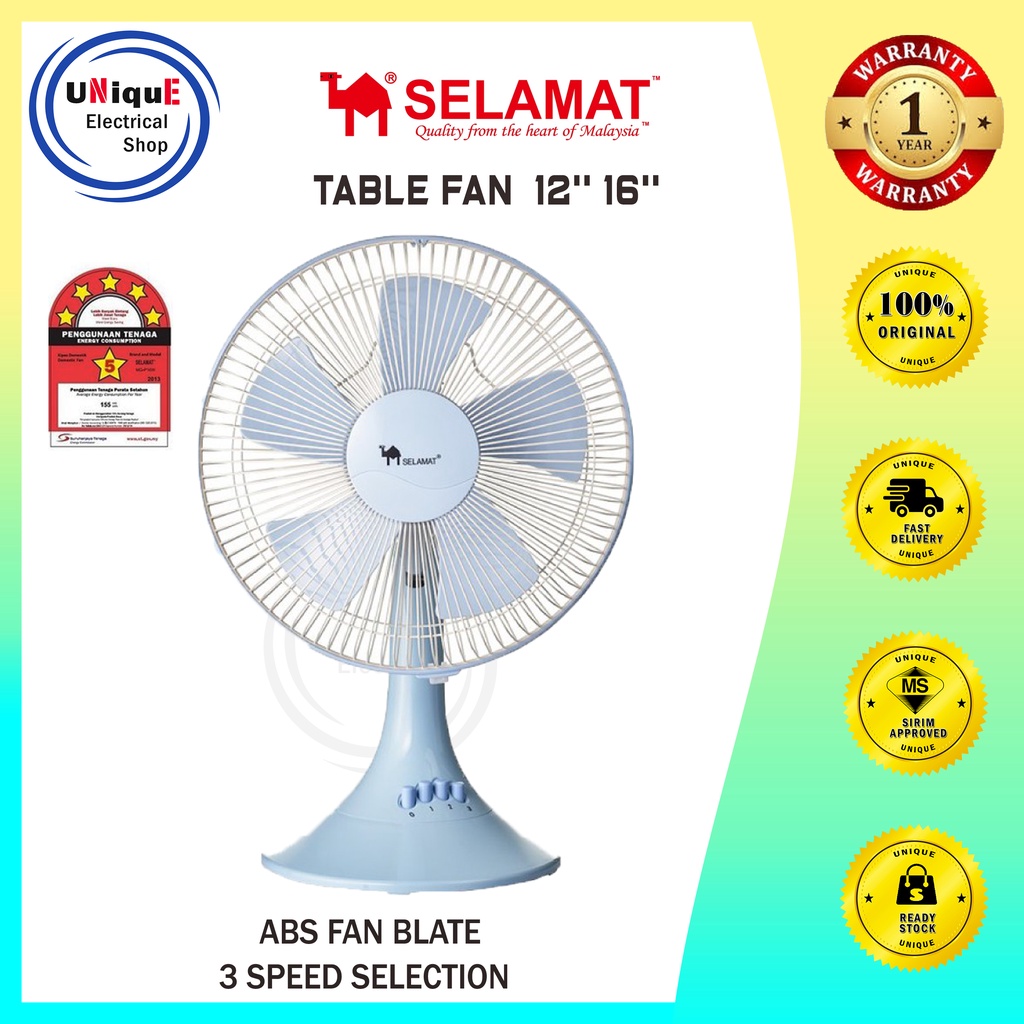 SELAMAT TABLE FAN / Kipas Meja Selamat MQ-P312T 12'' / MQ-P316T 16" | Shopee Malaysia