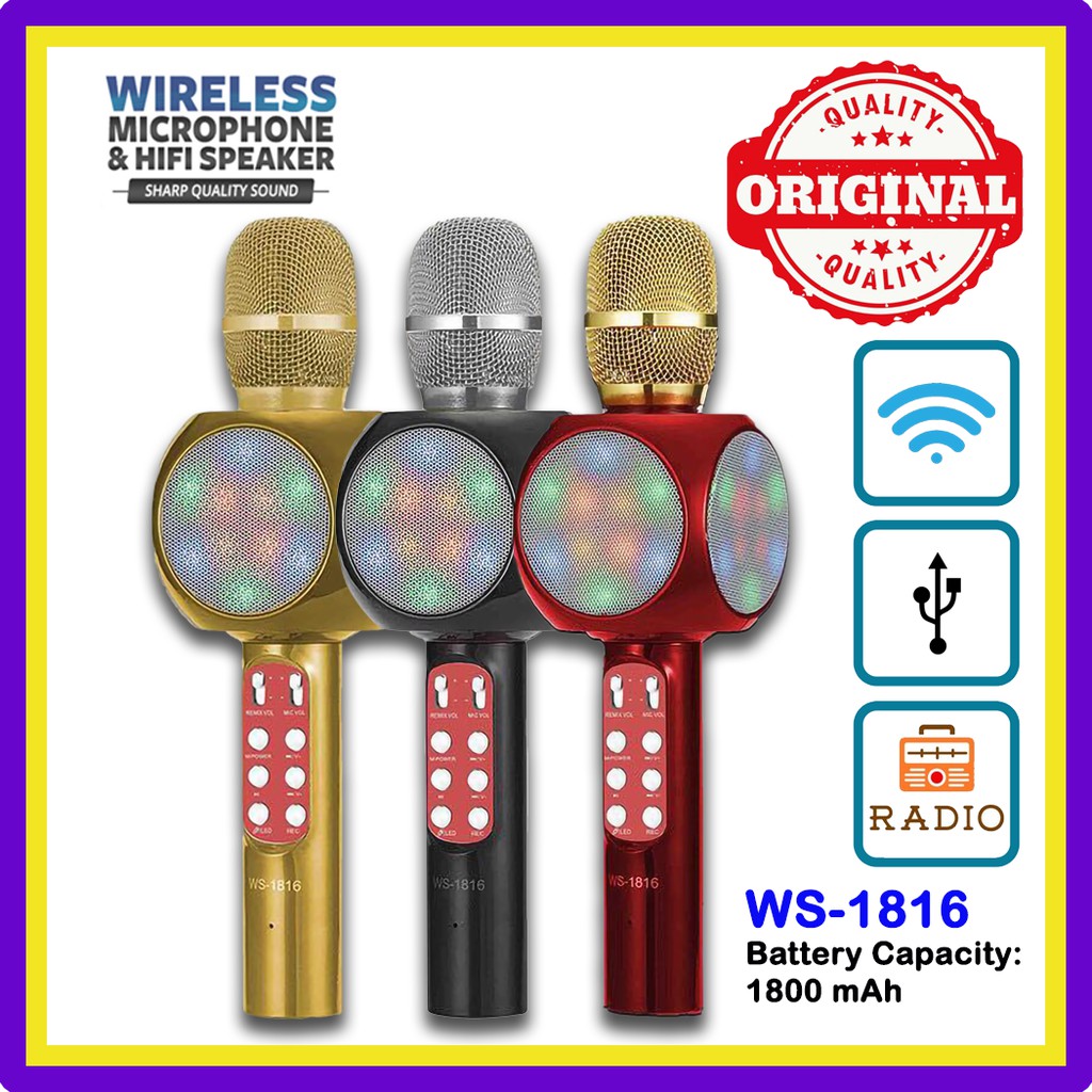 100% Original Wster WS1816 Karaoke Portable Speaker Microphone ...