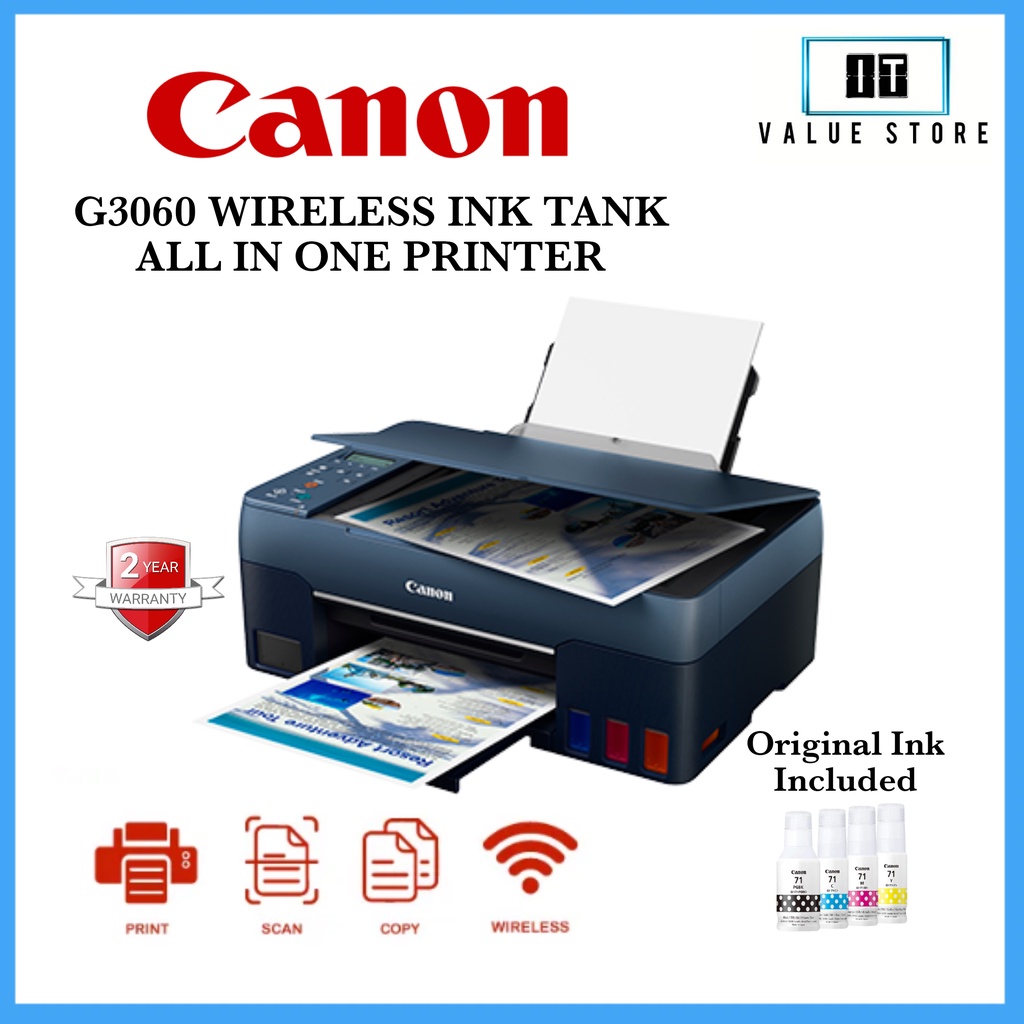 Canon Pixma G3060 Ink Tank Wireless All-In-One Printer (Print, Copy ...