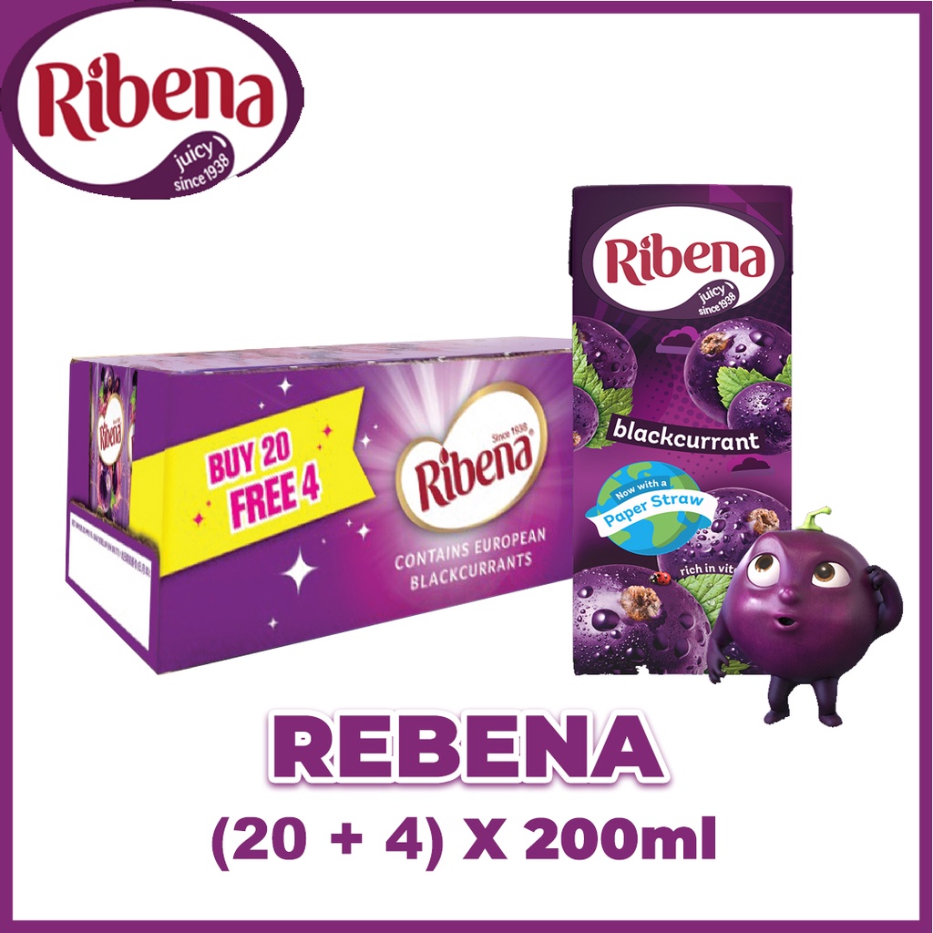 Ribena Blackcurrant Carton Multipack Drinks ( 20 + 4 )X 200ml | Shopee ...